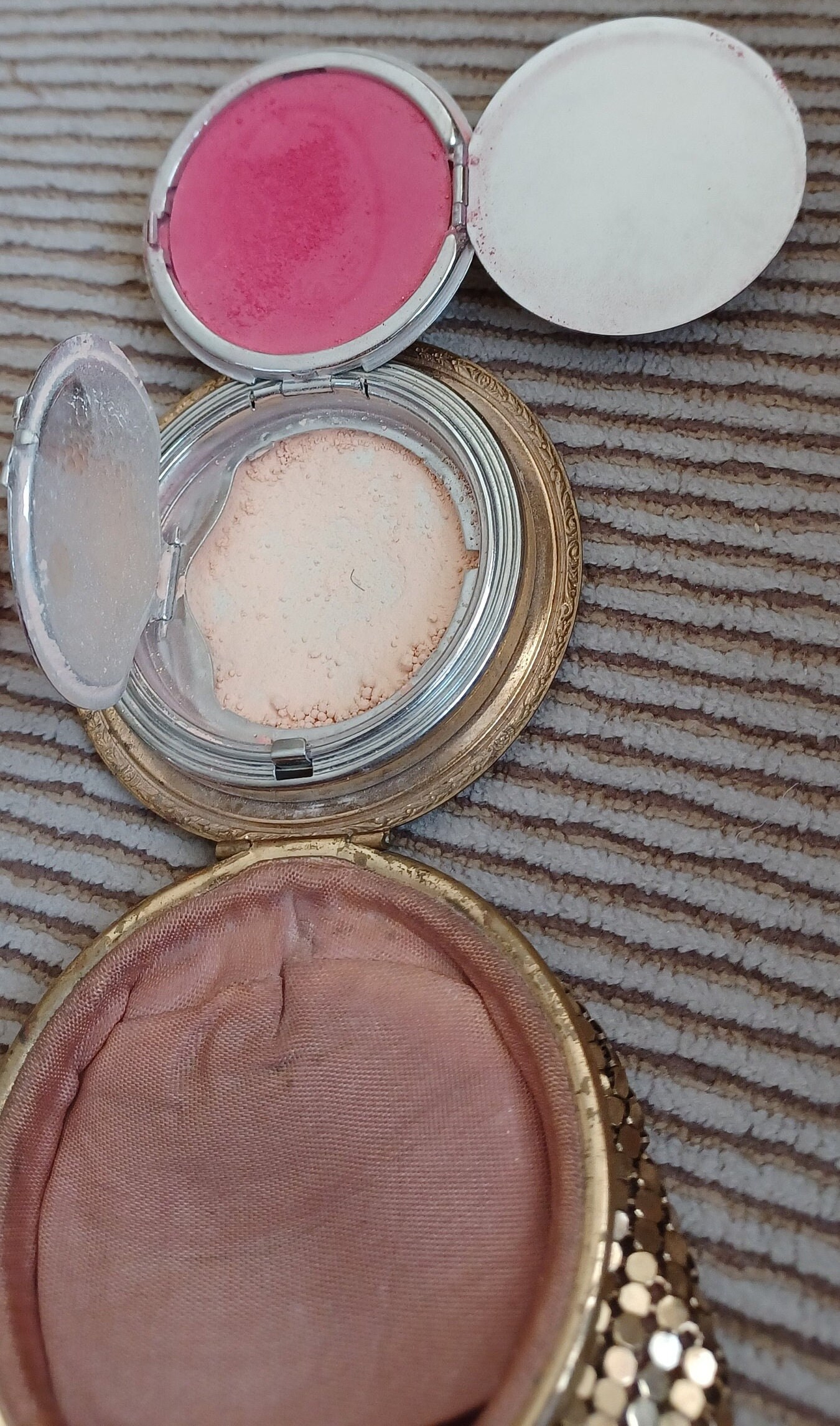 A Vintage Black Enamel Compact With Several Compartments Under Lid ...