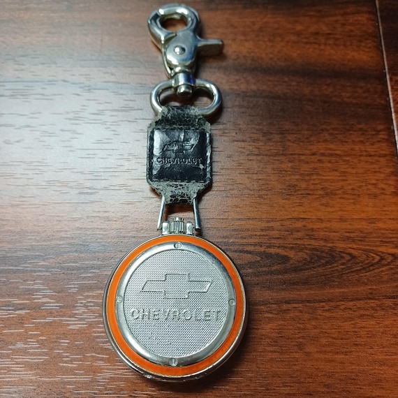 Vintage 70s Chevrolet Quartz Pocket Watch With Orange… - Gem