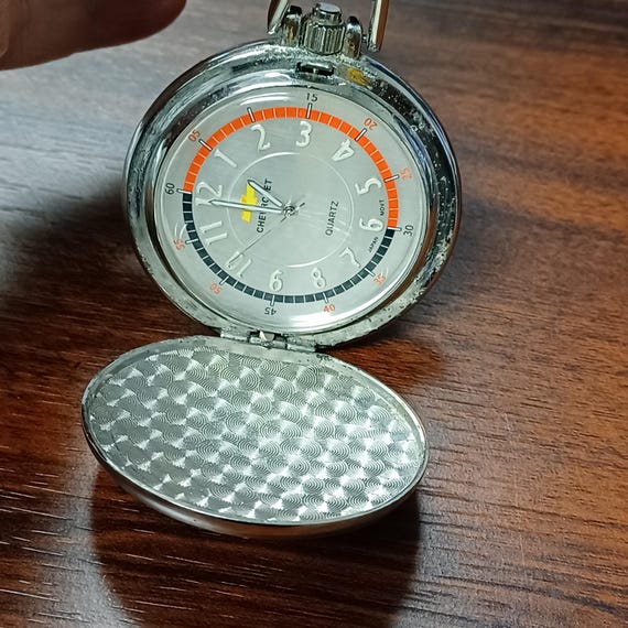Vintage 70s Chevrolet Quartz Pocket Watch With Orange… - Gem