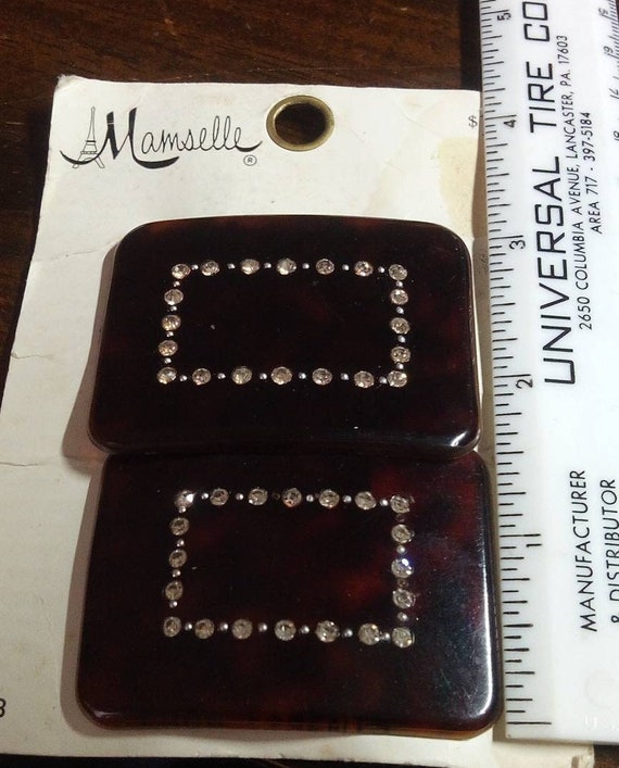 1960s Mamselle Faux Tortoise and Pave Rhinestone #3 S… - Gem