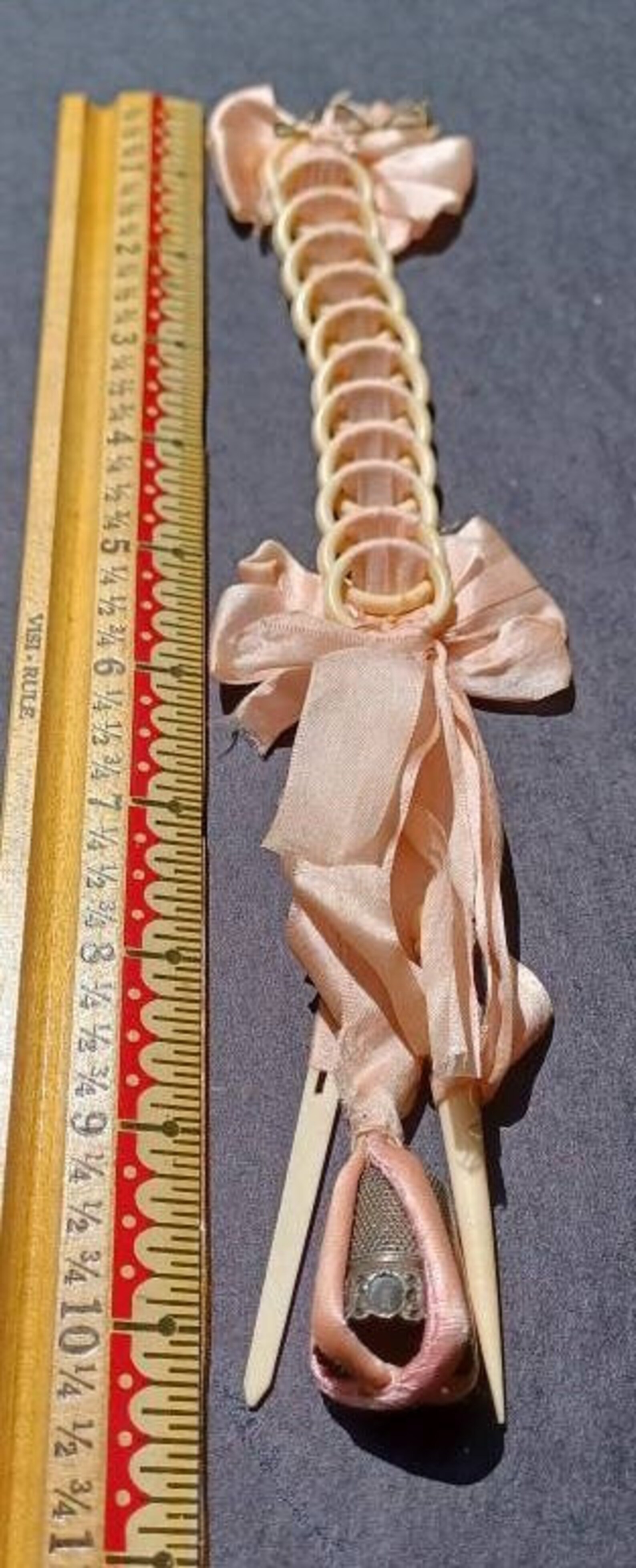 Antique Celluloid and Pink Silk Ribbon Sewing Chatelaine 182 - Etsy