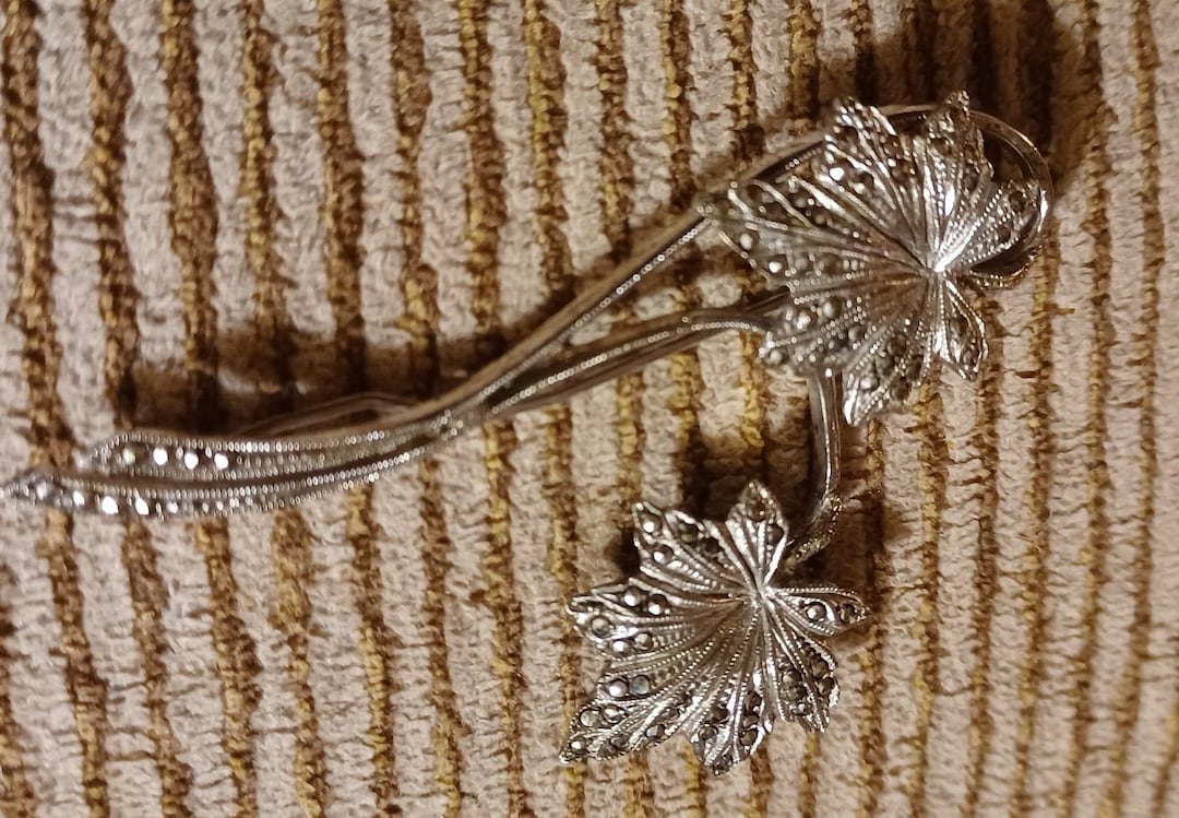 Sterling Silver Marcel Boucher Flower Brooch Withtiny Marcasites ...