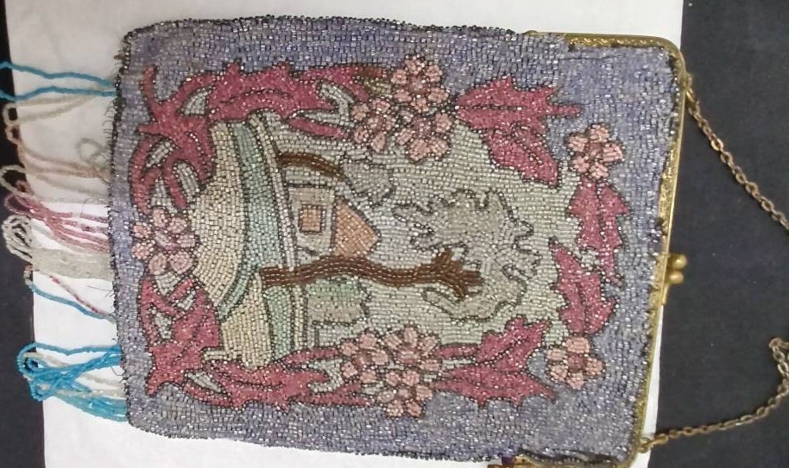 A Beautiful Antique Beaded Purse With A Goldtone Frame and A - Etsy