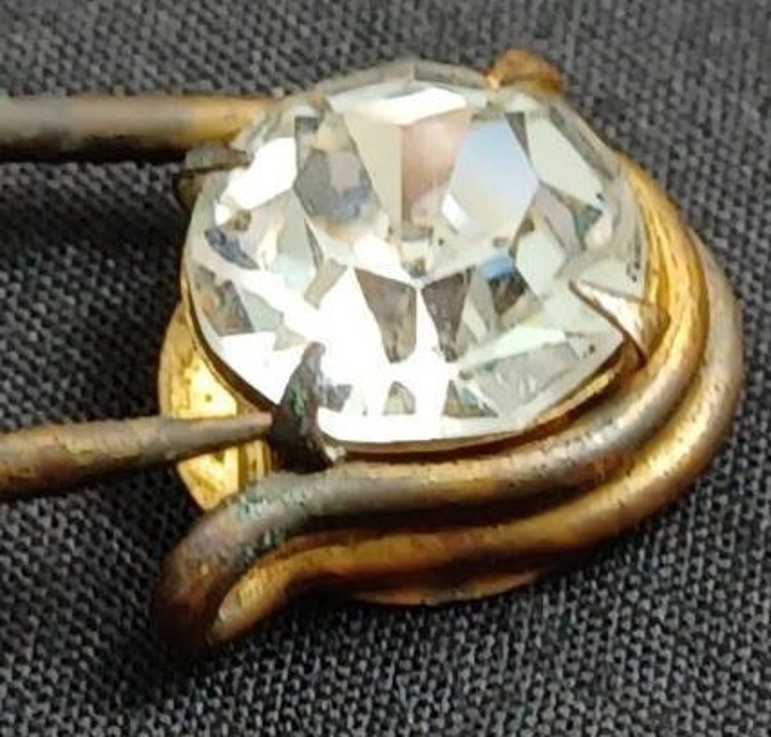 Antique Coat Pin With Large Round Individually Pronged Faceted ...