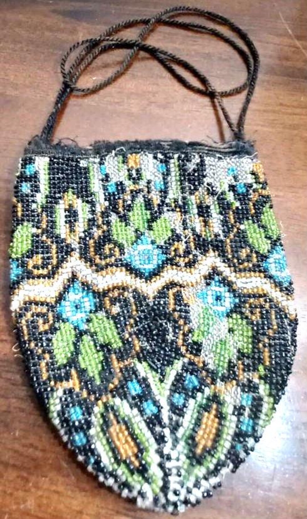 Antique Beaded Evening Bag in A Floral Design Needing Some Repair #148 ...