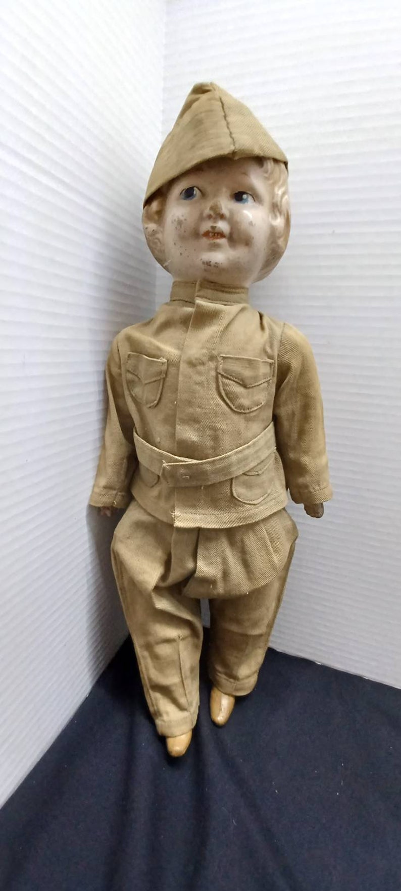WW2 Boy Soldier Doll in Original Military Uniform With Painted - Etsy