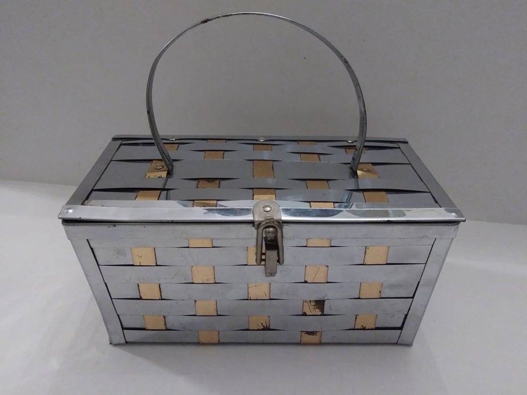 Cartera de metal vintage tejida en tono plateado y dorado n.º - Etsy España