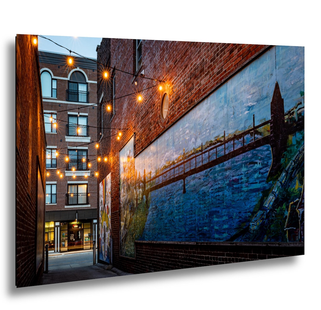 Downtown Lafayette Alley Mural With String Lights | Urban Indiana Wall ...