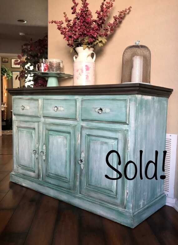SOLD Farmhouse Sideboard Buffet / Hand Painted Furniture / | Etsy