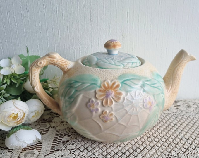 Vintage Art Deco Avonware Floral Teapot With Spider Web Pattern - Etsy