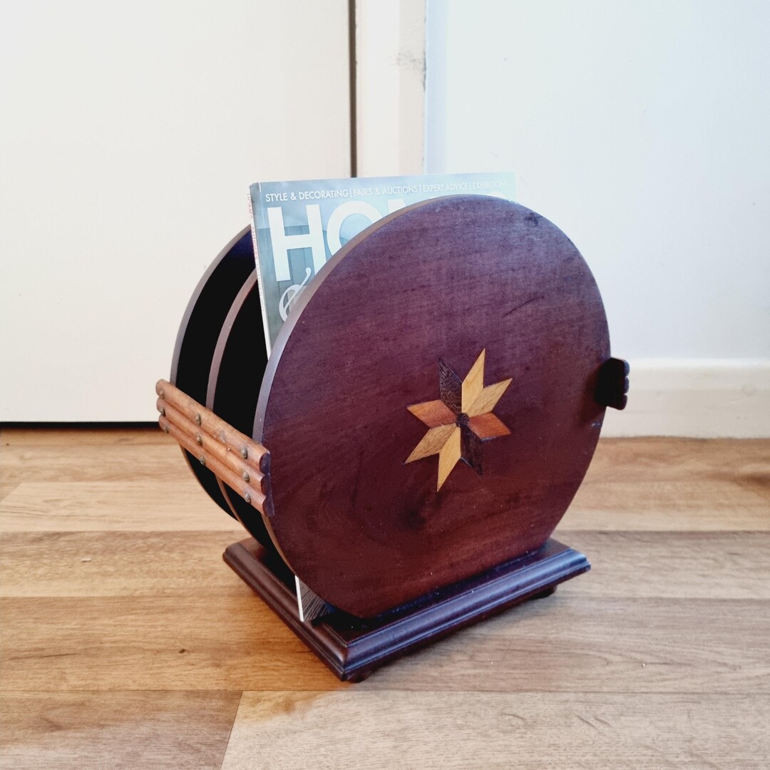 Vintage Art Deco Circular Magazine Rack With Inlaid Wood - Etsy