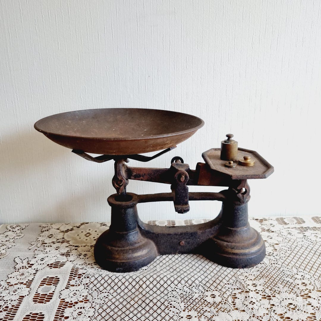 Vintage Black Cast Iron Kitchen Scales With Weights - Etsy