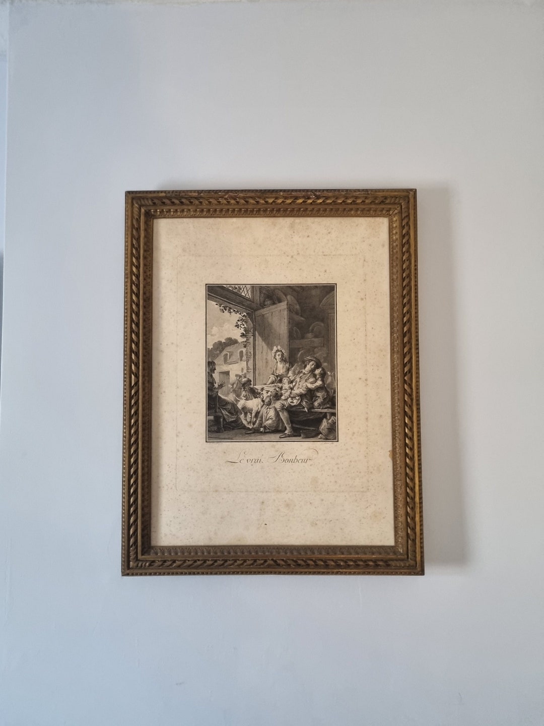 Large Antique French Engraving Print 'le Vrai Bonheur' by Jean Michel ...