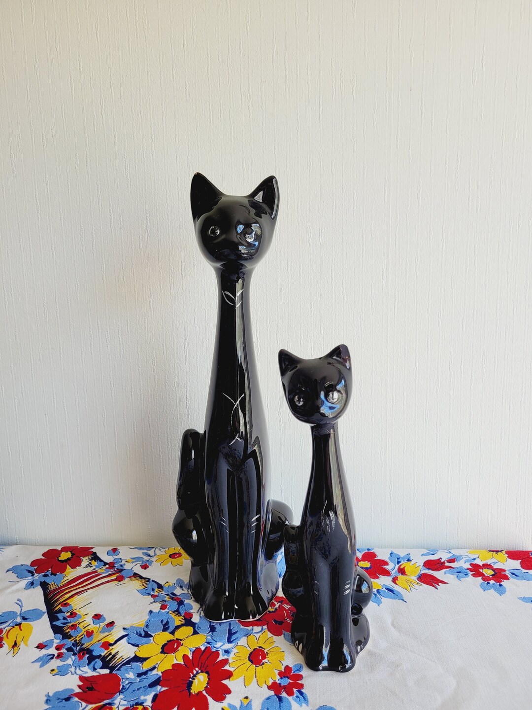 Pair of Black Vintage Long Neck Cat Planters/ornaments - Etsy