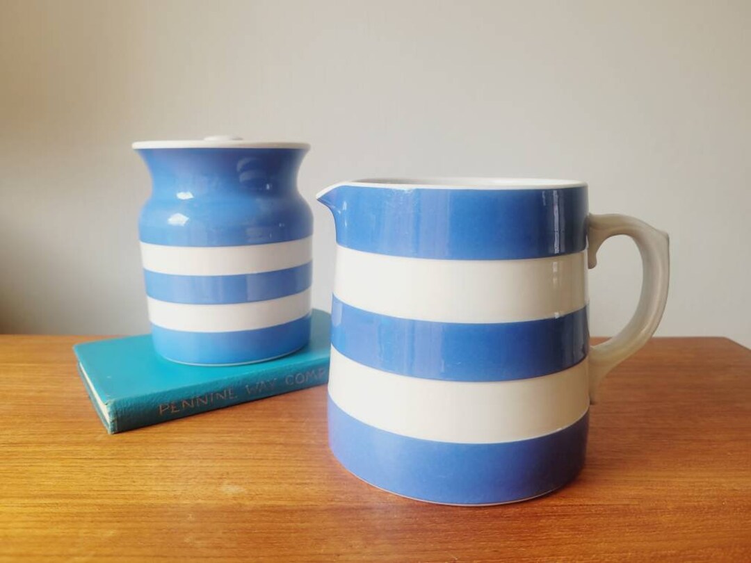 Blue and White Cornishware Jug by TG Green Medium Size - Etsy