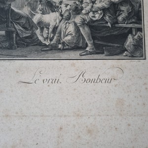 Large Antique French Engraving Print 'le Vrai Bonheur' by Jean Michel ...