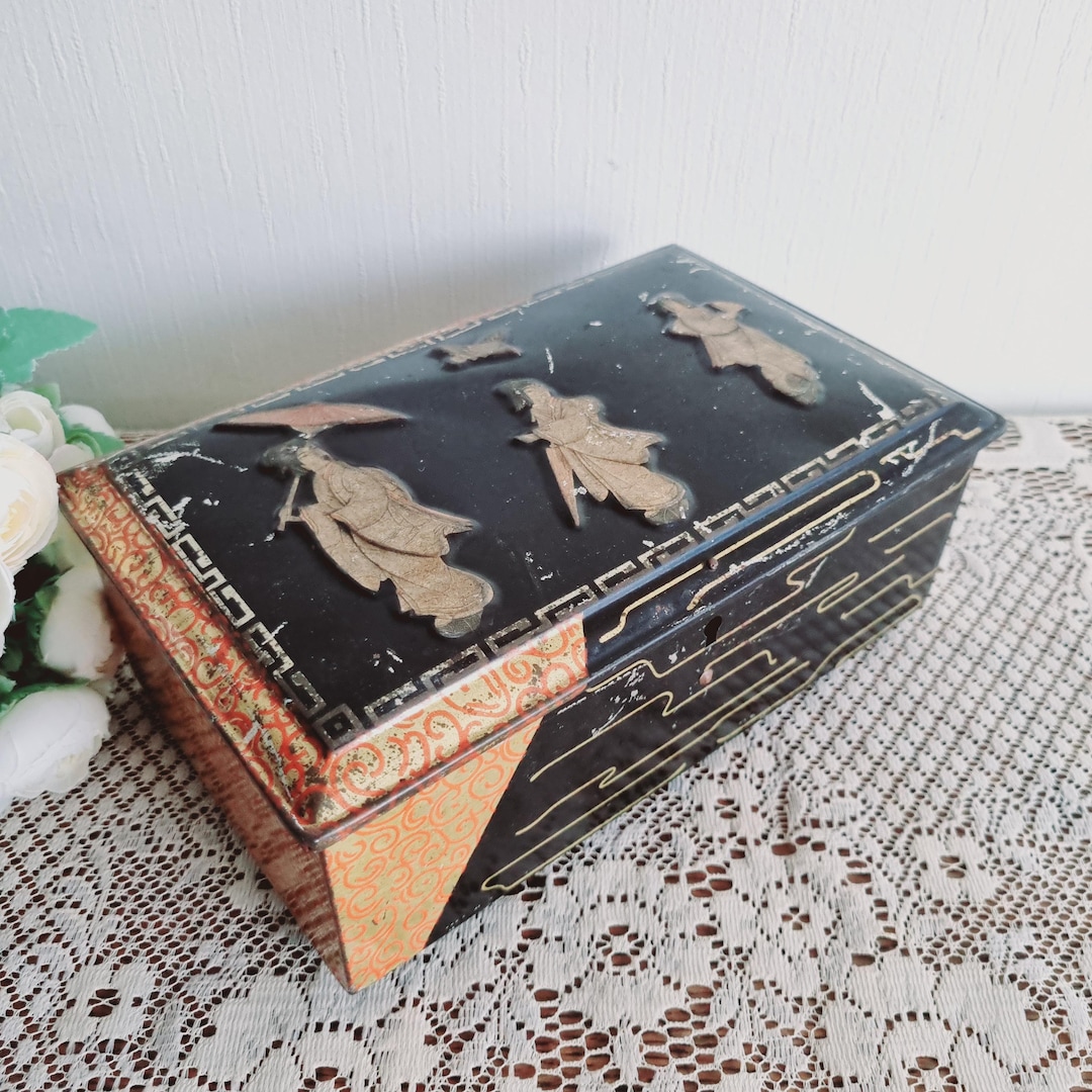 Vintage Chinese Tin/money/cash Box - Etsy
