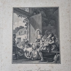 Large Antique French Engraving Print 'le Vrai Bonheur' by Jean Michel ...