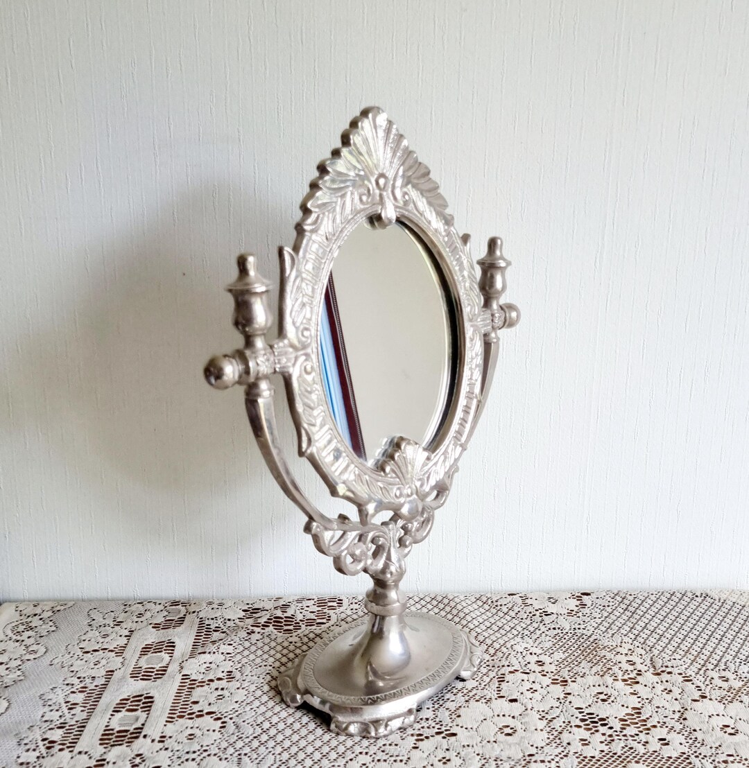 Ornate Tilting Dressing Table Mirror, Tabletop Mirror in Silver - Etsy