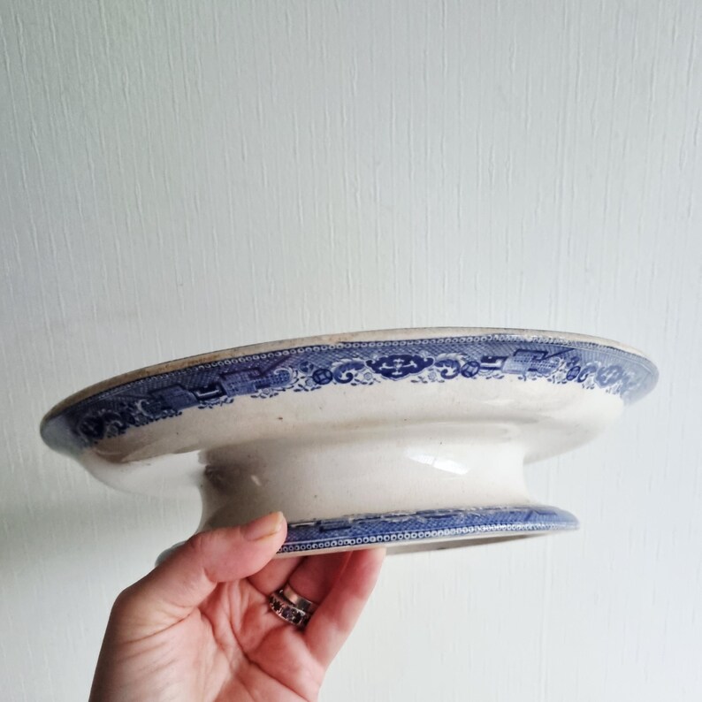 Antique Large Blue and White Willow Pattern Cakestand - Etsy