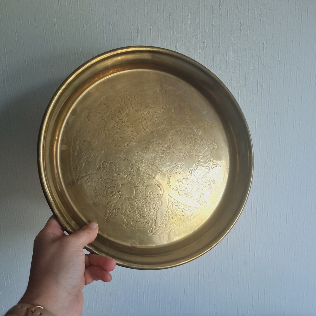 Chinese Brass Dragon Tray: Vintage Decorative Wall Hanging (28cm) - Etsy