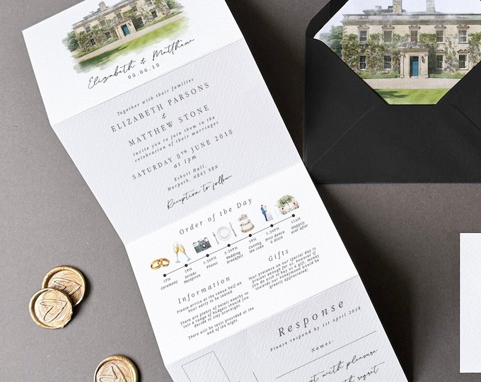 Watercolour Venue Wedding Invitation Venue Illustration Wedding Invite ...