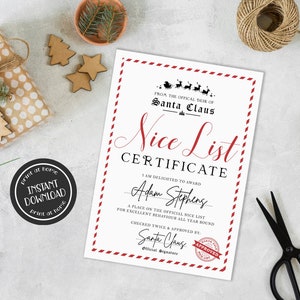 Editable Nice List Certificate Printable Santa Letter Template ...