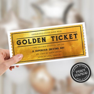Editable Golden Ticket Template Print at Home Event Ticket Golden Gift ...