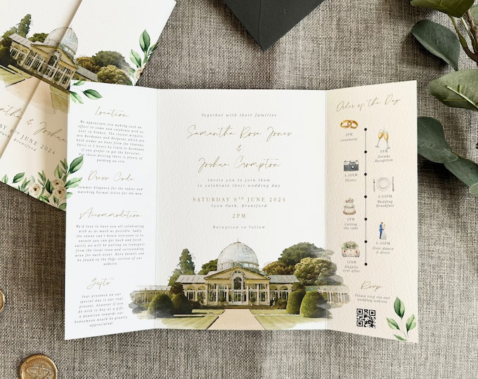 Watercolour Venue Wedding Invitation Venue Illustration Wedding Invite ...