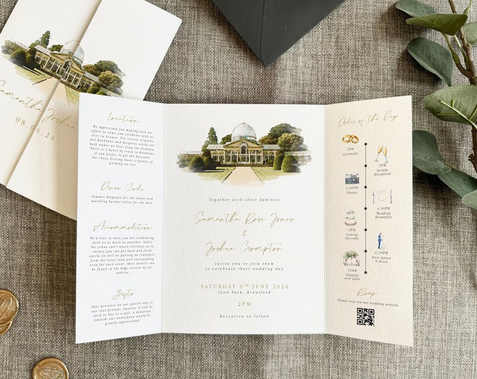 Watercolour Venue Wedding Invitation Venue Illustration Wedding Invite ...