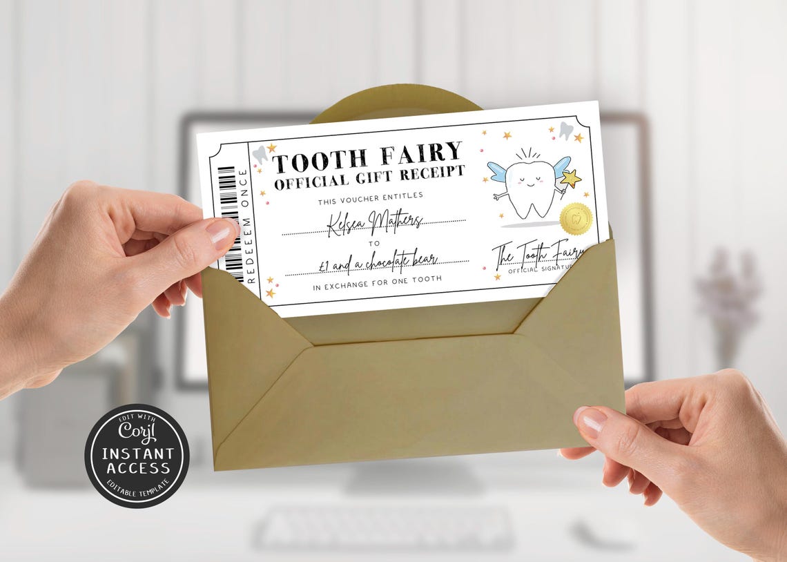 Editable Tooth Fairy Receipt From Tooth Fairy Gift Voucher Printable ...