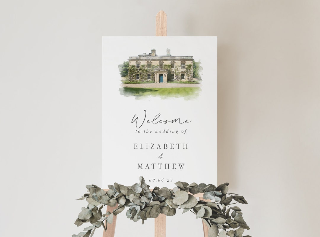 Wedding Welcome Sign Watercolour Venue Welcome Sign Wedding Sign ...