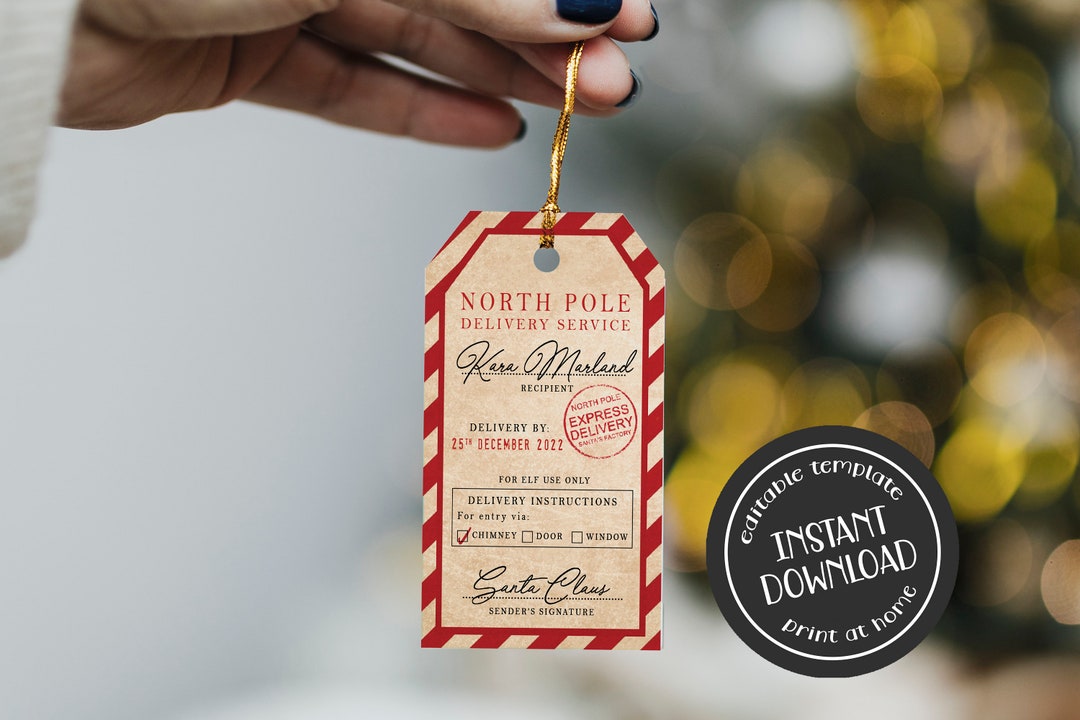 Printable North Pole Christmas Gift Tags Vintage Santa Gift Tags North ...