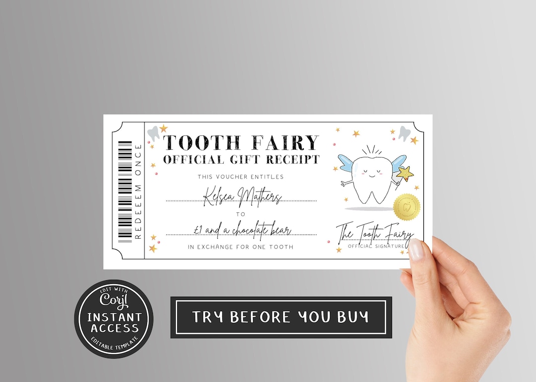Editable Tooth Fairy Receipt From Tooth Fairy Gift Voucher Printable ...