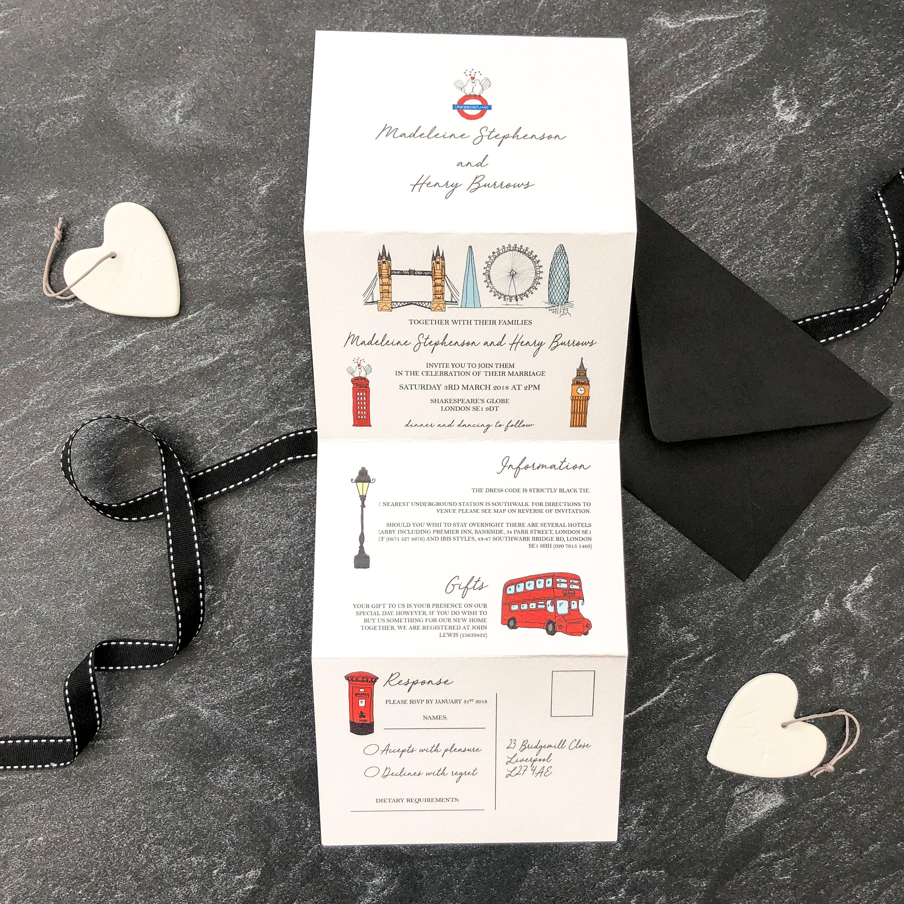 London Wedding Invitation London Themed Wedding Invite Concertina ...