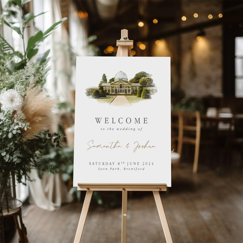 Wedding Welcome Sign Watercolour Venue Welcome Sign Wedding Sign ...