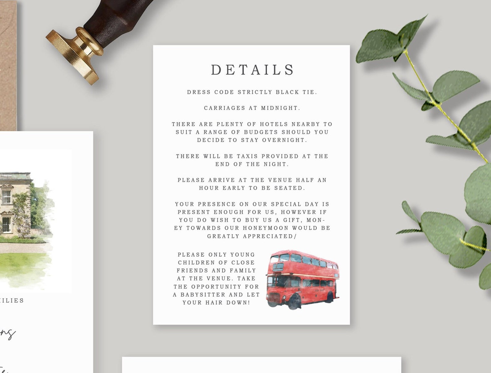 Watercolour Venue Wedding Invitation Custom Watercolour Wedding ...