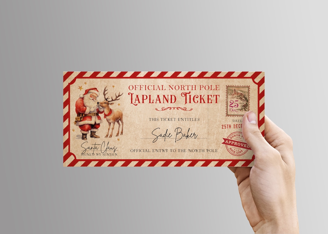 Personalised Christmas Gift Voucher Custom Lapland Reveal Ticket to Lapland North Pole Ticket ...