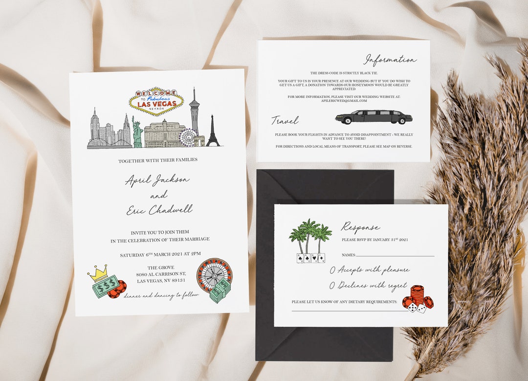 Fabulous Las Vegas Wedding Invitation Vegas Wedding Invite and Rsvp ...