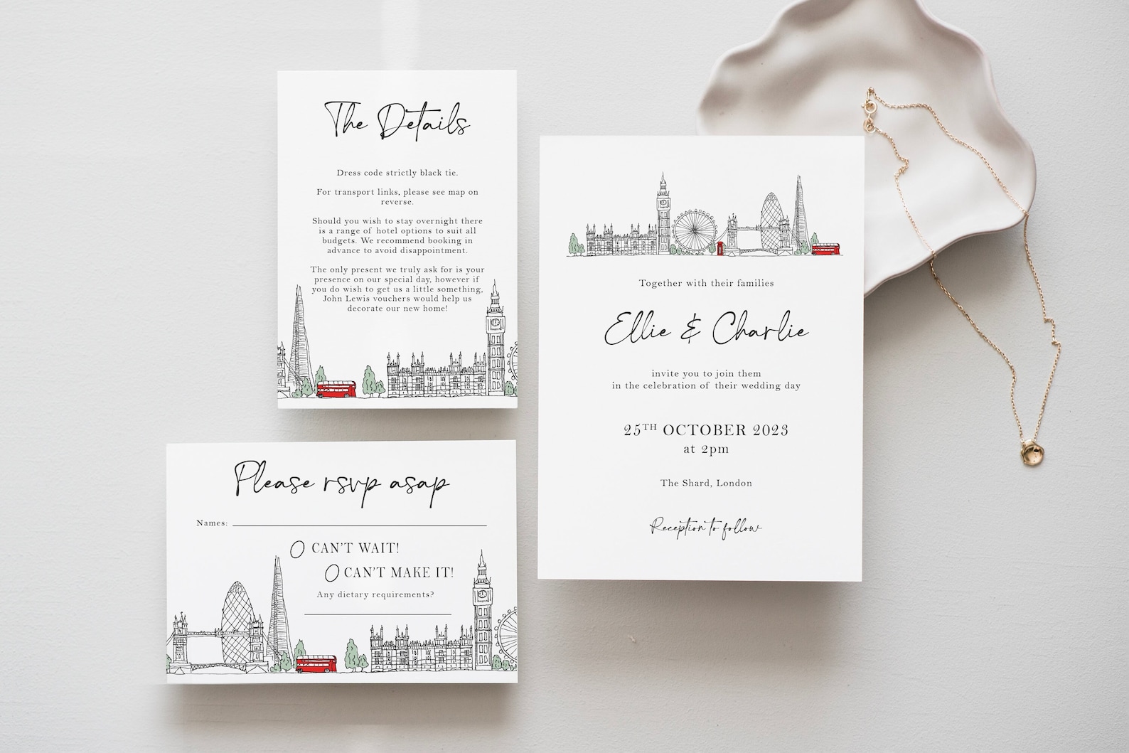 London Wedding Invitation London Themed Wedding Invite London Skyline ...