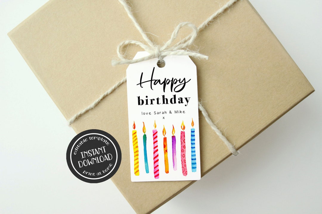 Editable Happy Birthday Gift Tag Template Watercolour - Etsy