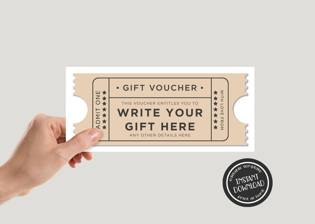 Editable Retro Gift Ticket Printablesurprise Gift Voucher Vintage Gift ...