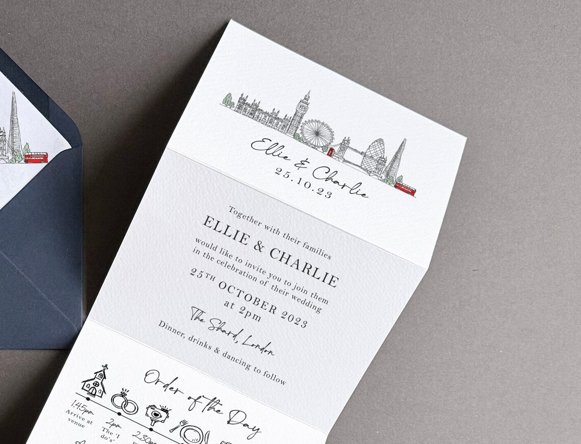 London Wedding Invitation London Themed Wedding Invite London Party ...