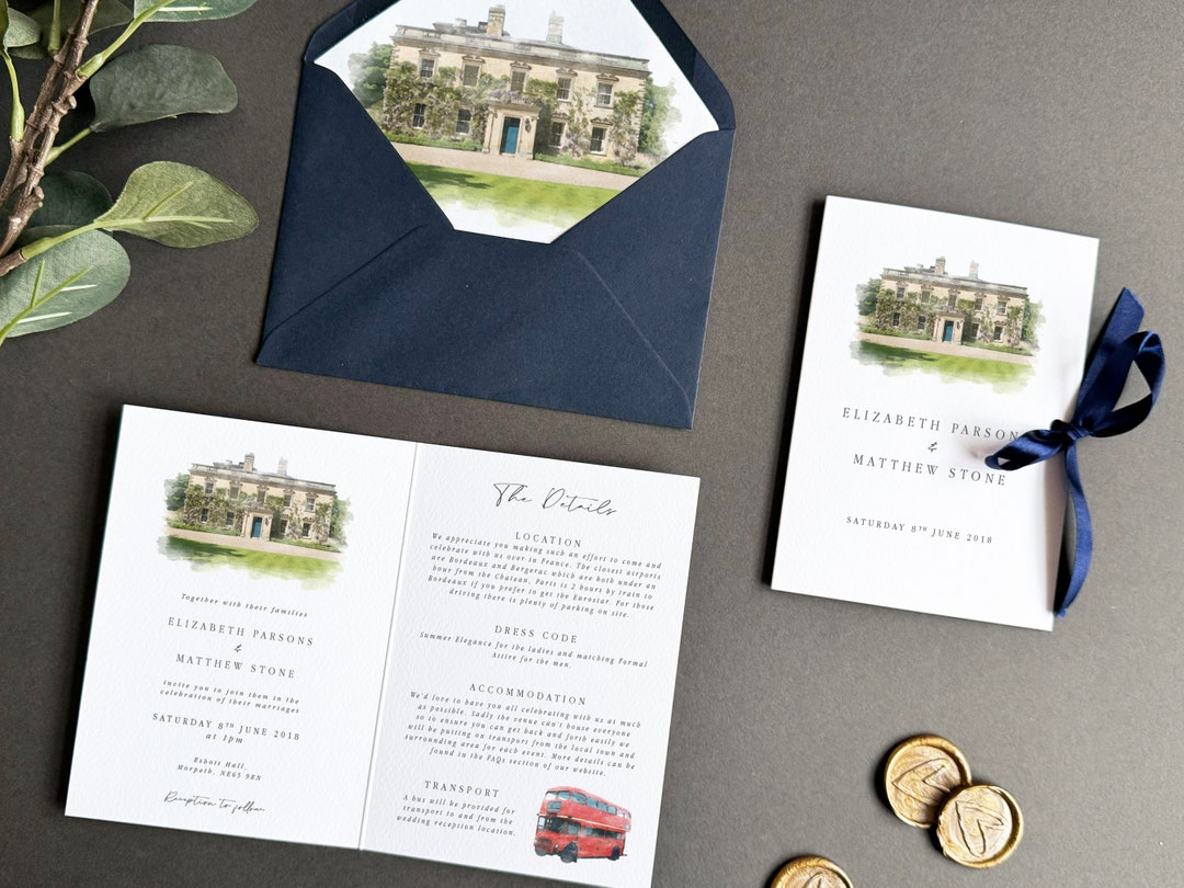 Watercolour Venue Wedding Invitation Venue Illustration Wedding ...