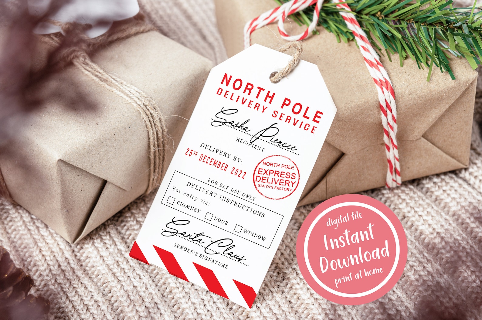 Editable North Pole Gift Tag Printable Christmas Gift Tag Santa ...