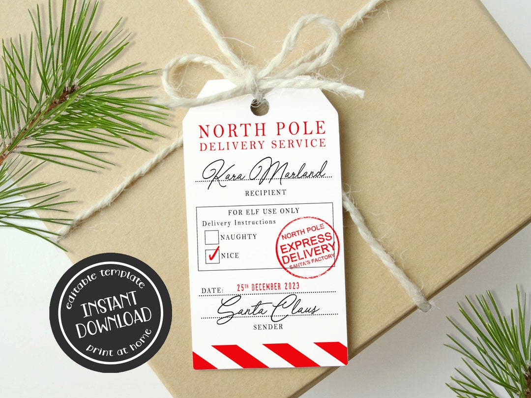 Editable North Pole Gift Tag Printable Christmas Gift Tag From Santa ...