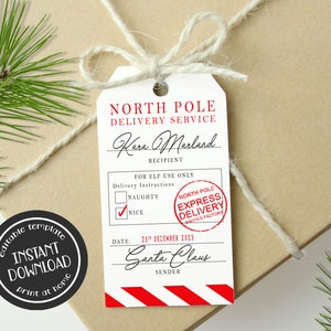 Editable North Pole Gift Tag Printable Christmas Gift Tag From Santa ...