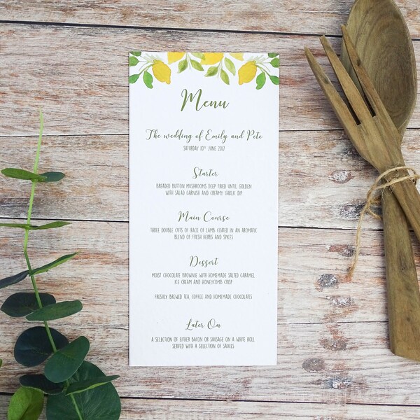 Watercolor Wedding Menu - Etsy