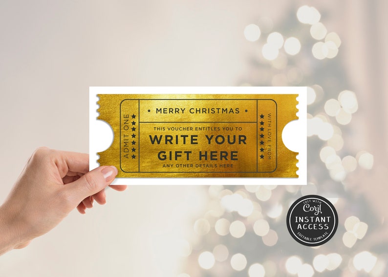 Editable Golden Ticket Gift Voucher Printable Christmas Gift Ticket ...