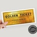 Editable Golden Ticket Template Print at Home Event Ticket Golden Gift ...